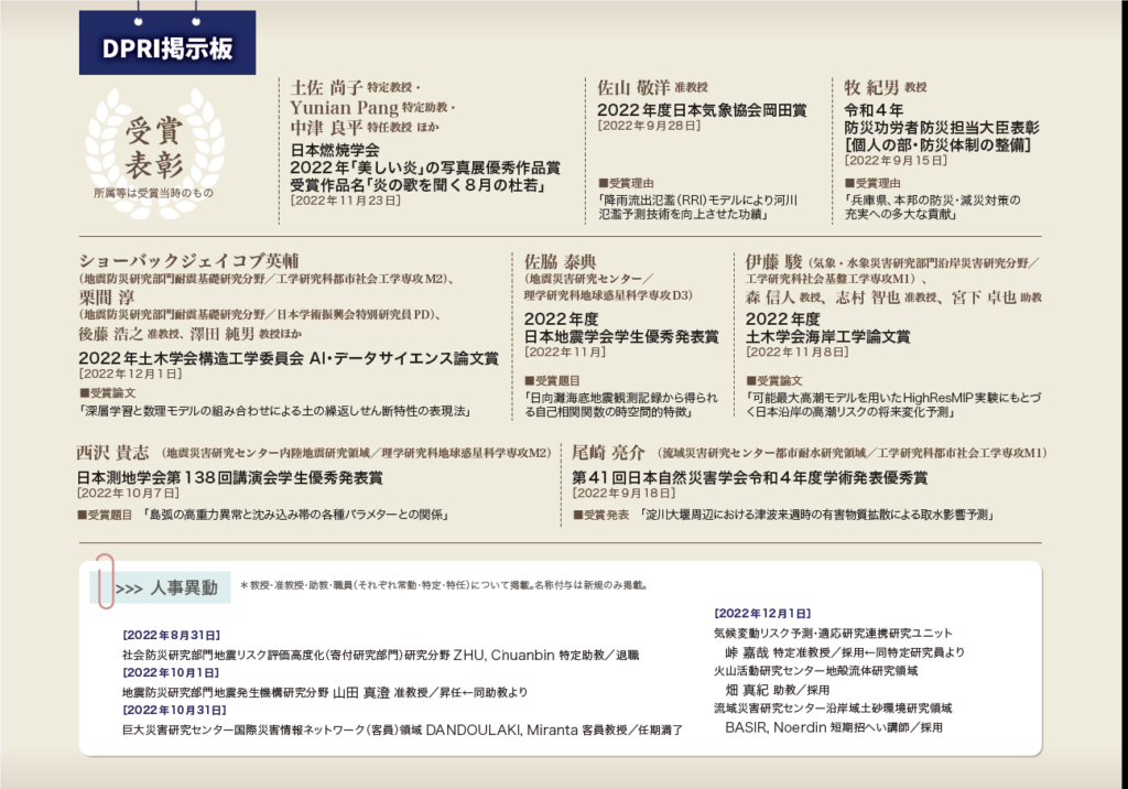 DPRI掲示板 | 出版物 | 研究活動 | 京都大学防災研究所
